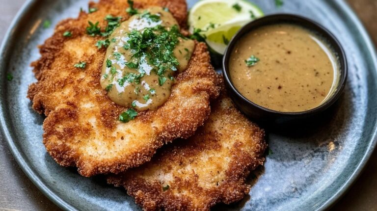 Crispy Chicken Schnitzel Paired with Homemade Gravy - An Easy Recipe ...
